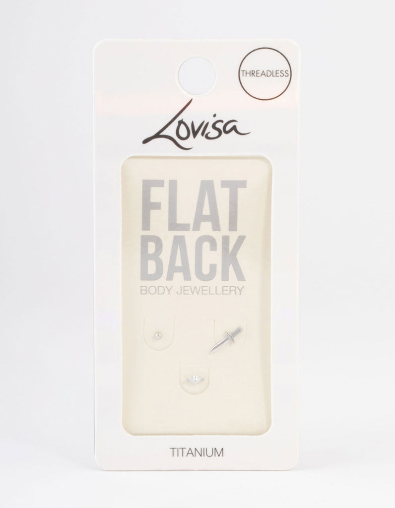 Titanium Dagger Threadless Flat Back Studs Pack - Lovisa