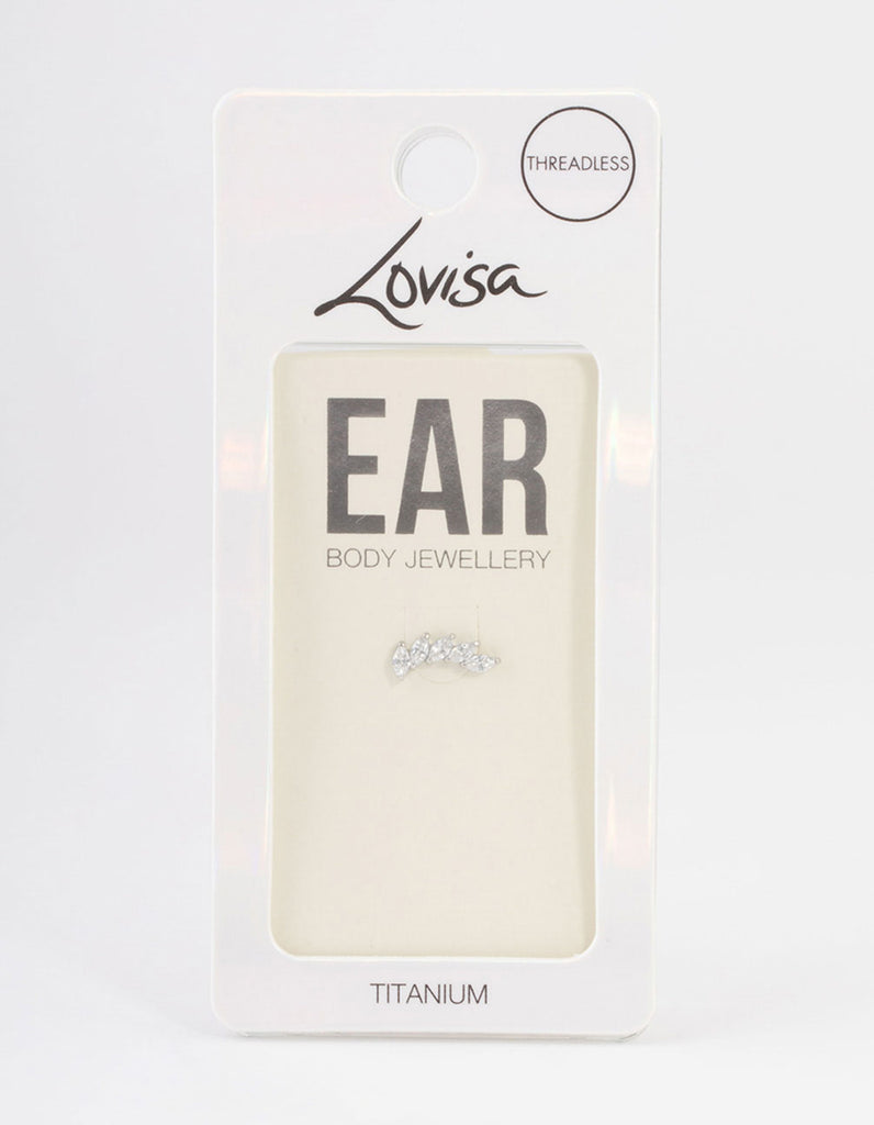 Titanium Curve Marquise Threadless Flat Back - Lovisa