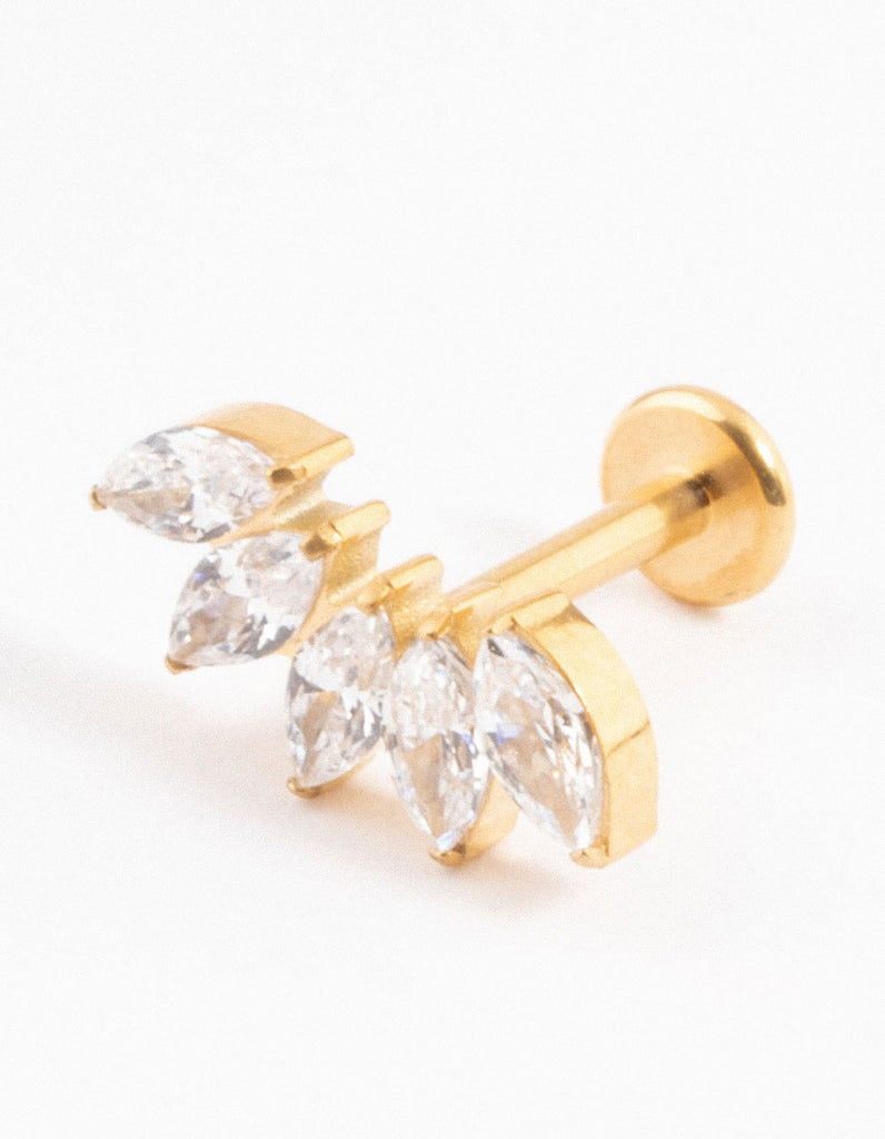 Gold Plated Titanium Marquise Threadless Flat Back - Lovisa