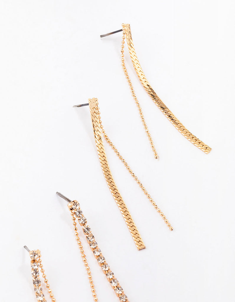 Gold Multi Chain Drop Earring 3-Pack - Lovisa