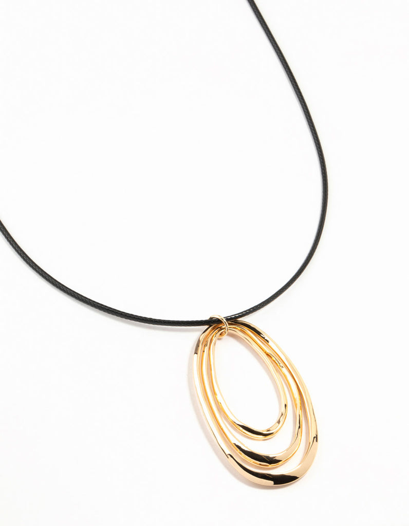 Cord Layered Oval Good Station Necklace - Lovisa
