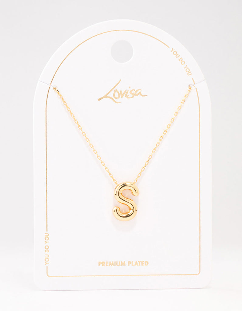 Gold Plated Bubble S Letter Necklace - Lovisa