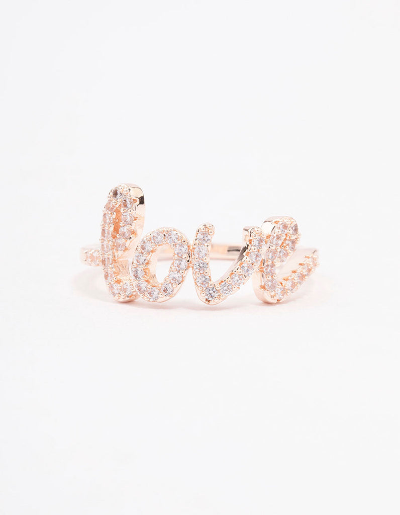 Rose Gold Plated Love Script Ring - Lovisa