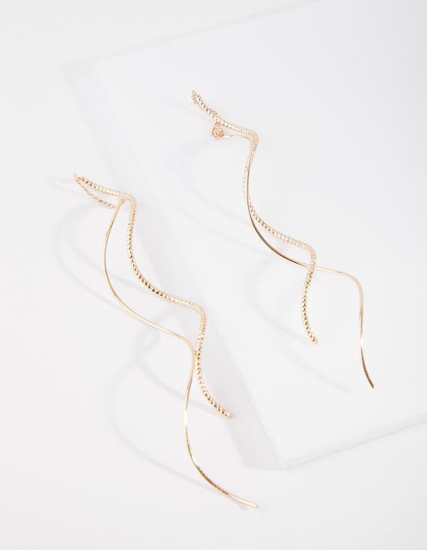 Gold Double Wave Thread-Through Earrings | Jewelery | Necklaces | Rings ...