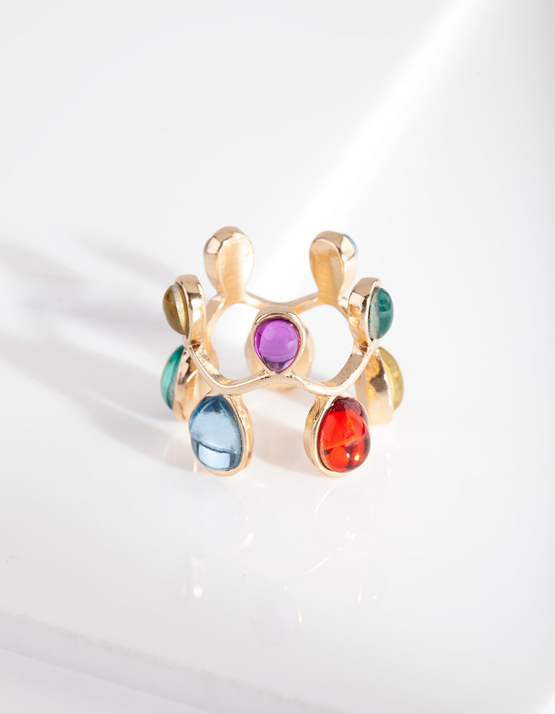 Gold Multi Gem Loop Ring | Jewelery | Necklaces | Rings | Lovisa