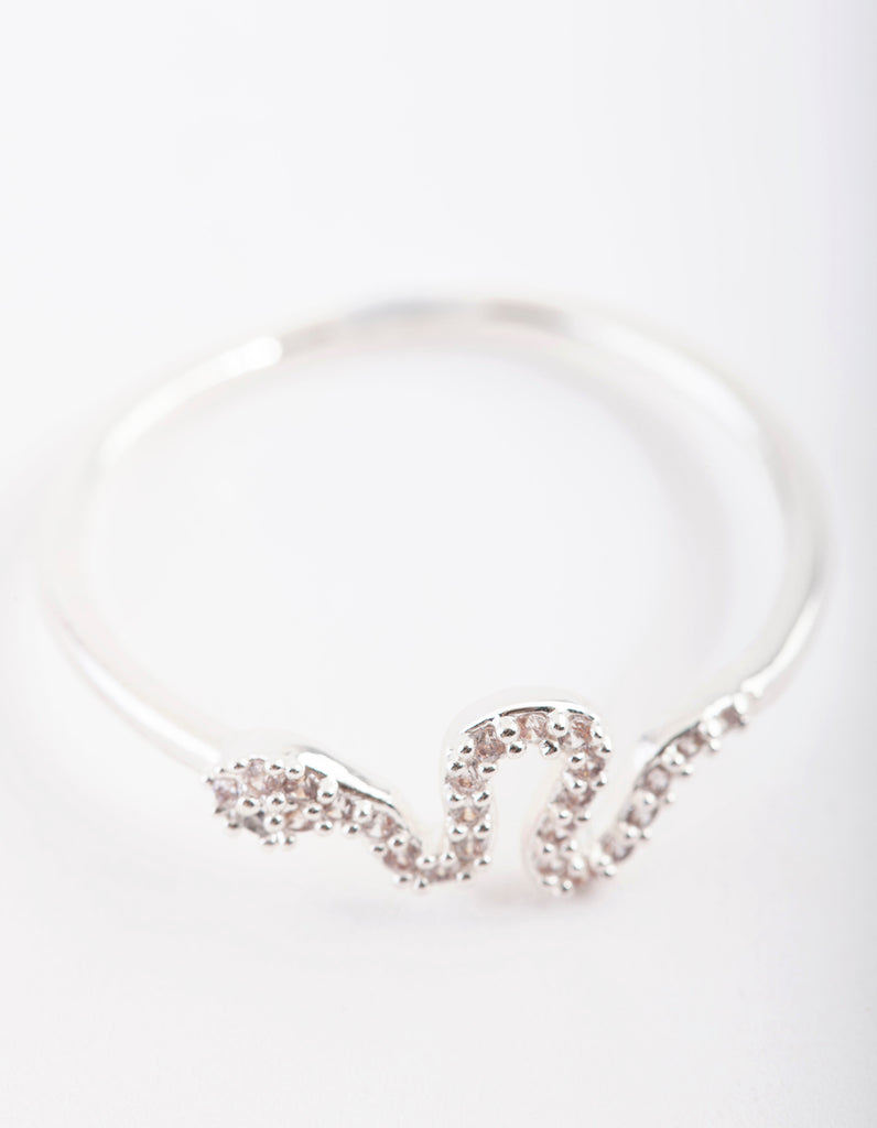 Silver Cubic Zirconia Snake Ring - Lovisa