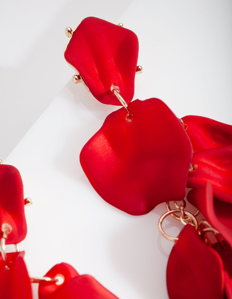 Red Coated Metal Petal Drop Earrings | Jewelery | Necklaces | Rings ...