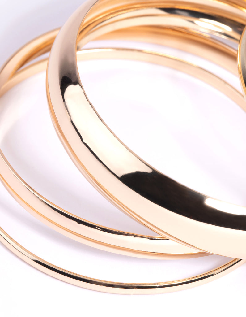 Gold Thick & Thin Bangle Bracelet 4-Pack - Lovisa