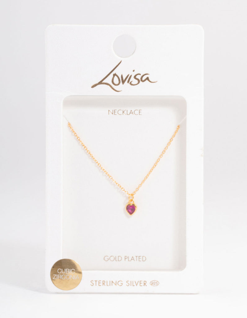 Gold Plated Sterling Silver Stone Heart Necklace - Lovisa