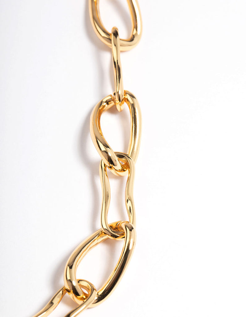 Gold Brass Irregular Link Chain Necklace - Lovisa