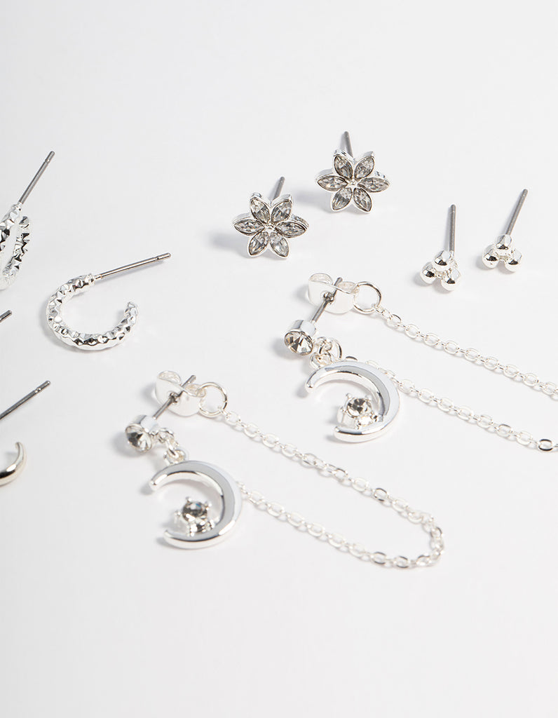 Silver Celestial Stacker Earrings 5-Pack - Lovisa