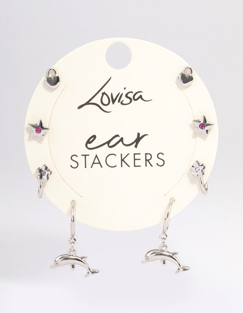 Silver Dolphin Stacker Earrings - Lovisa