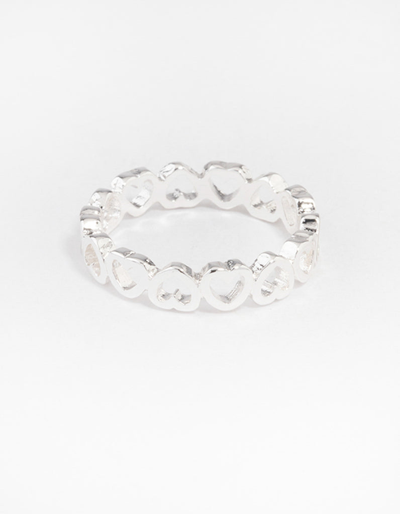 Silver Alternating Heart Ring - Lovisa