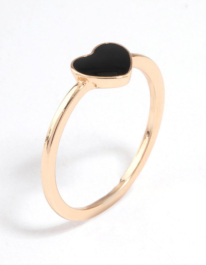 Gold Enamel Heart Ring - Lovisa