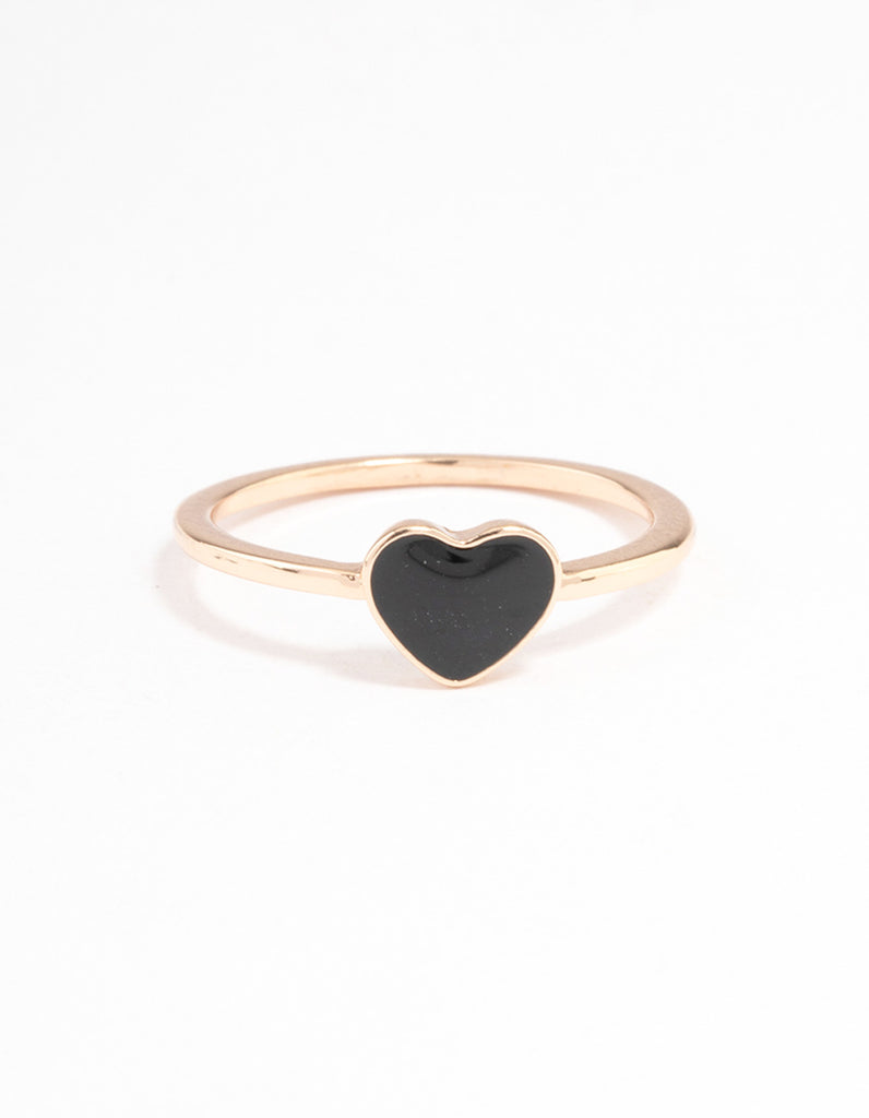 Gold Enamel Heart Ring - Lovisa