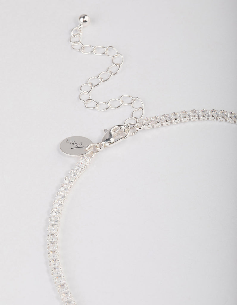 Silver Plated Fine Cubic Zirconia Cupchain Tennis Necklace - Lovisa