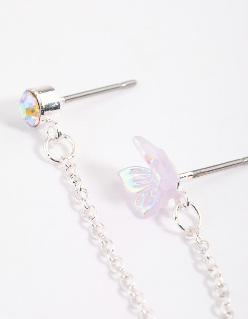 Lilac Dainty Butterfly Chain Earrings - Lovisa