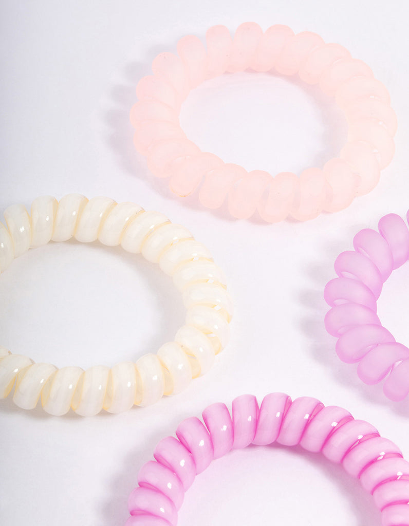 Pink Coil Hair Tie 4-Pack - Lovisa