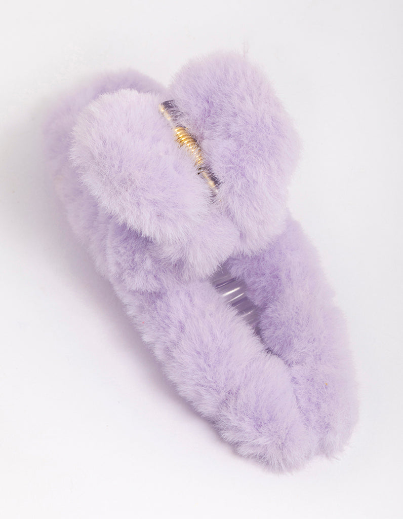 Fluffy Lilac Hair Claw Clip - Lovisa