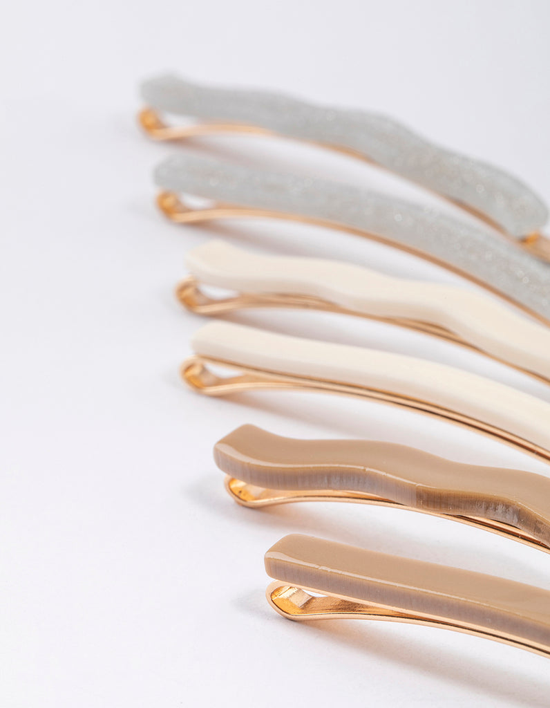 Gold Mixed Shape Hair Clips 6-Pack - Lovisa