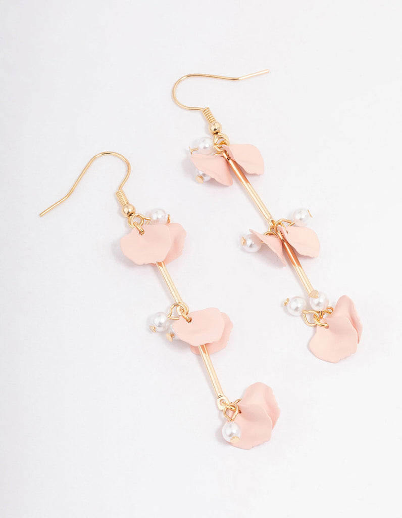 Blush Pearl & Petal Bar Drop Earrings - Lovisa