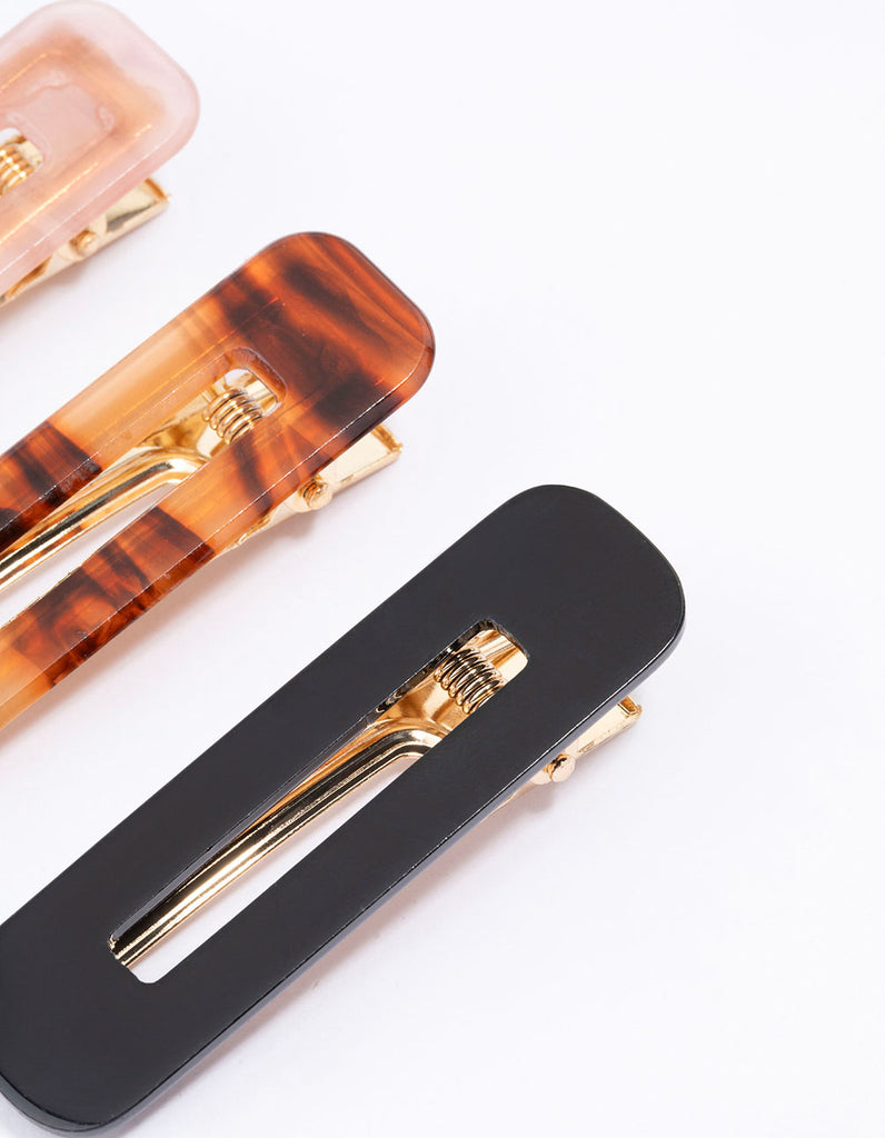 Acrylic Marble Hair Clips 3- Pack - Lovisa
