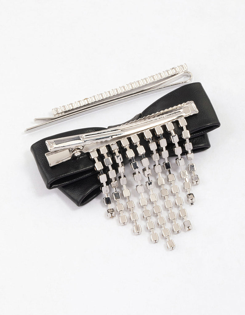 Silver Fringe Bow Hair Clip Pack - Lovisa