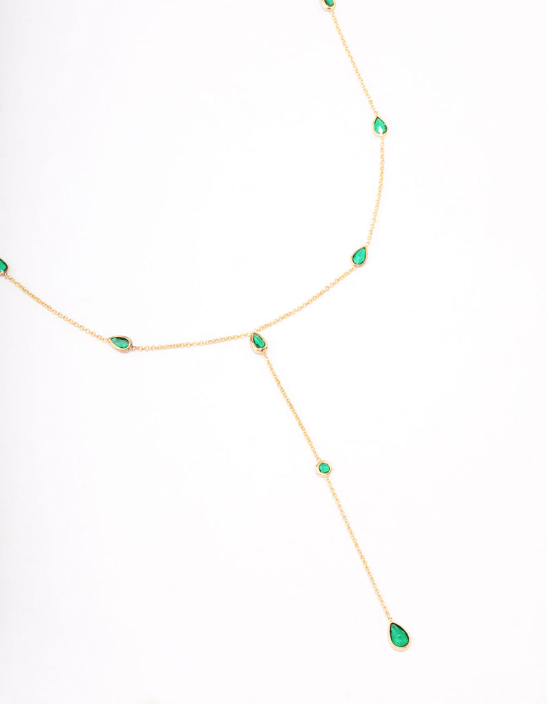 Gold Plated Cubic Zirconia Lariat Y-Shaped Necklace - Lovisa