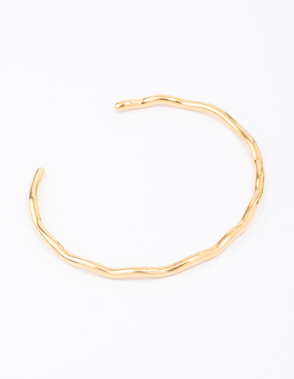 Gold Plated Stainless Steel Mini Wave Wrist Cuff - Lovisa