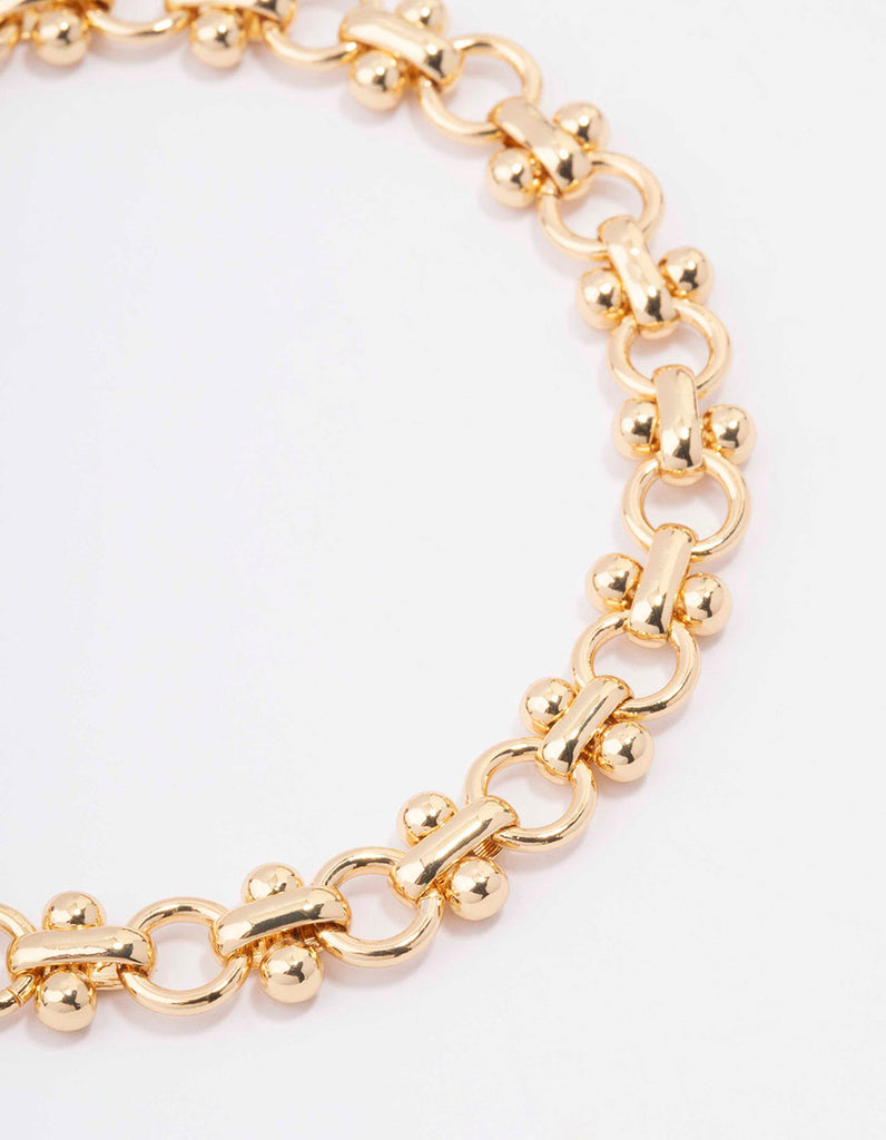 Gold Plated Brass Interlocking Chain Bracelet - Lovisa