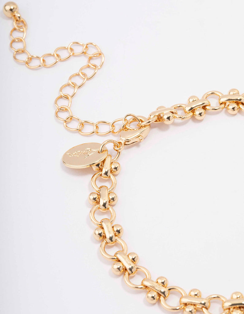 Gold Plated Brass Interlocking Chain Bracelet - Lovisa