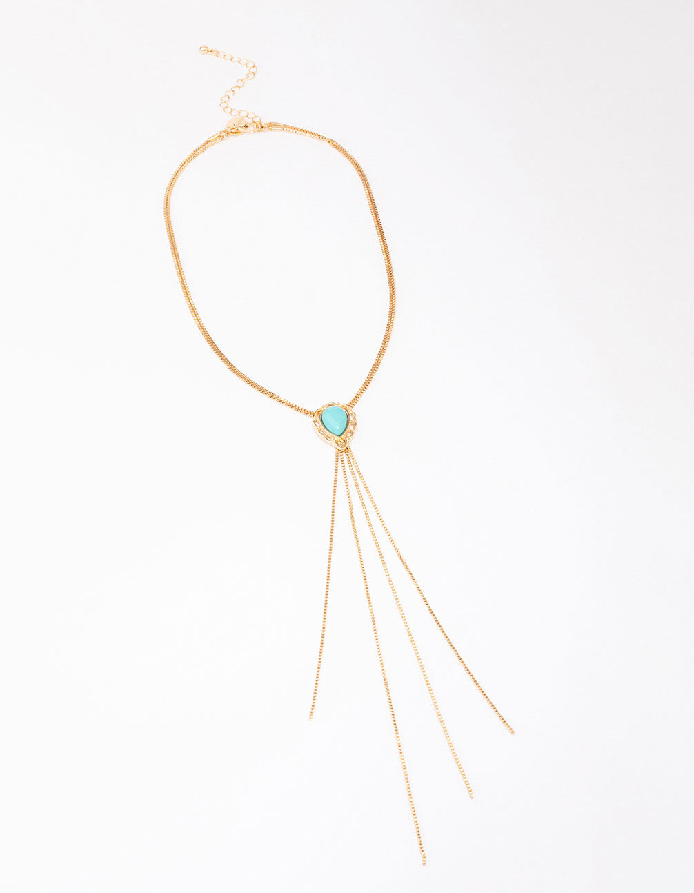 Gold Turquoise Stone Bolo Chain Necklace - Lovisa