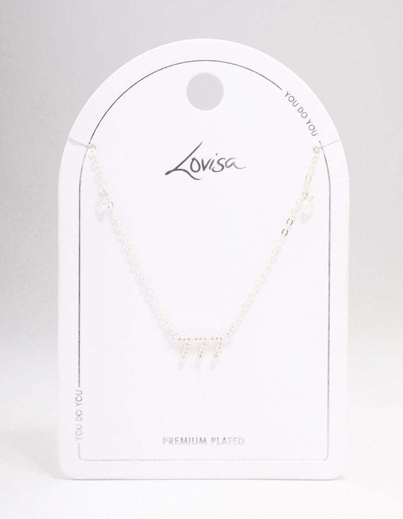 Silver Plated 777 Angel Number Cubic Zirconia Chain Necklace - Lovisa