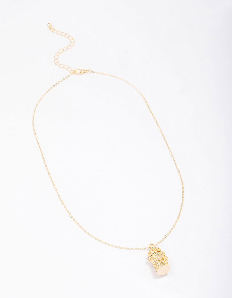 Gold Plated Barrel Pendant Necklace - Lovisa