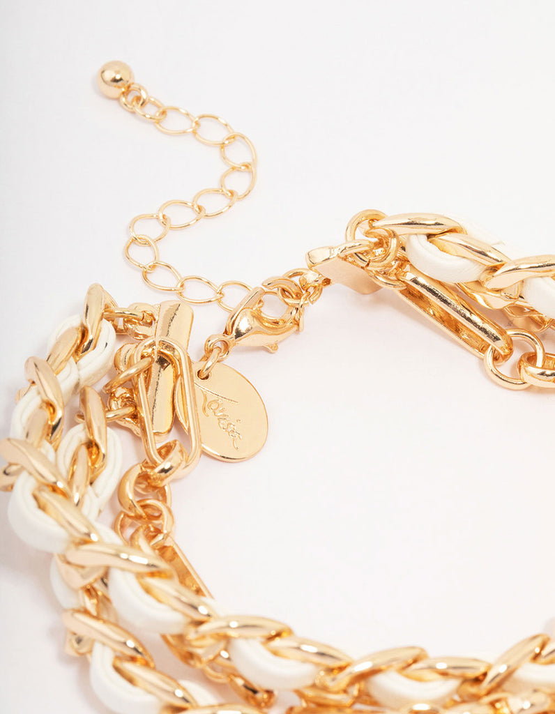 Gold Woven Chunky Layered Chain Bracelet - Lovisa