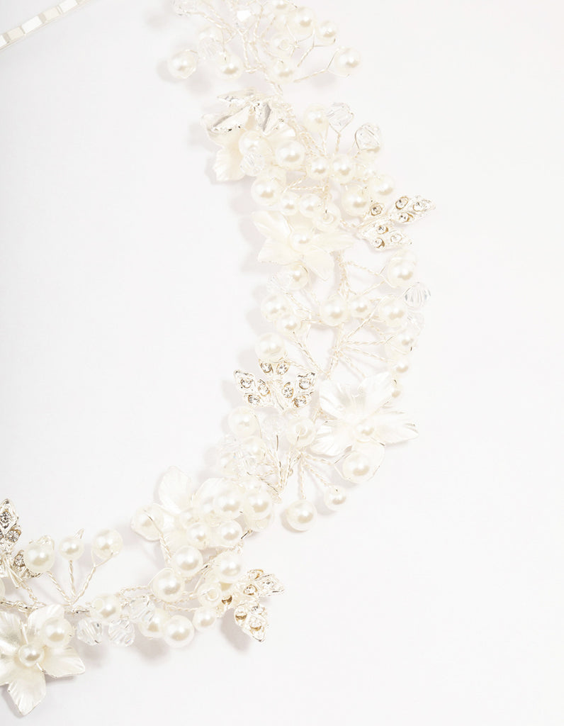 Silver Pearl Cluster Flower Hair Drape - Lovisa