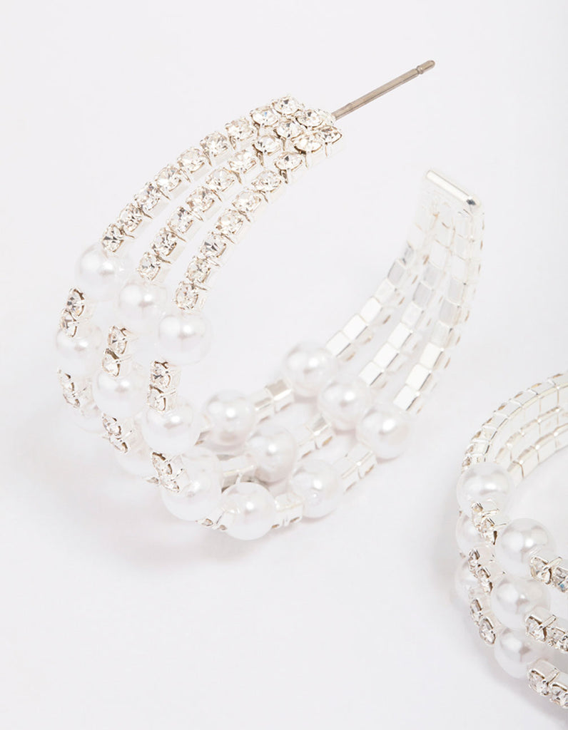 Silver Triple Row Hoop Earrings - Lovisa