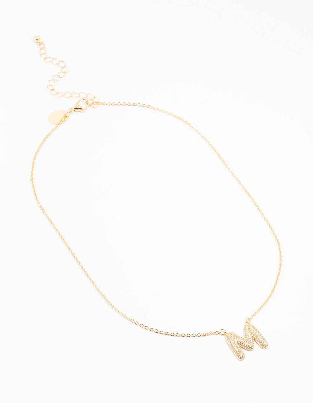 Gold Plated Pave Letter M Necklace - Lovisa