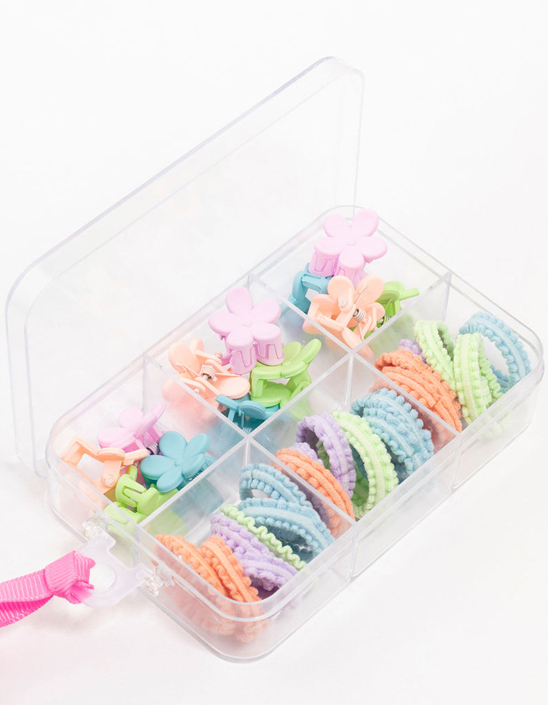 Kids Mixed Pastel Hair Ties & Clips Pack - Lovisa