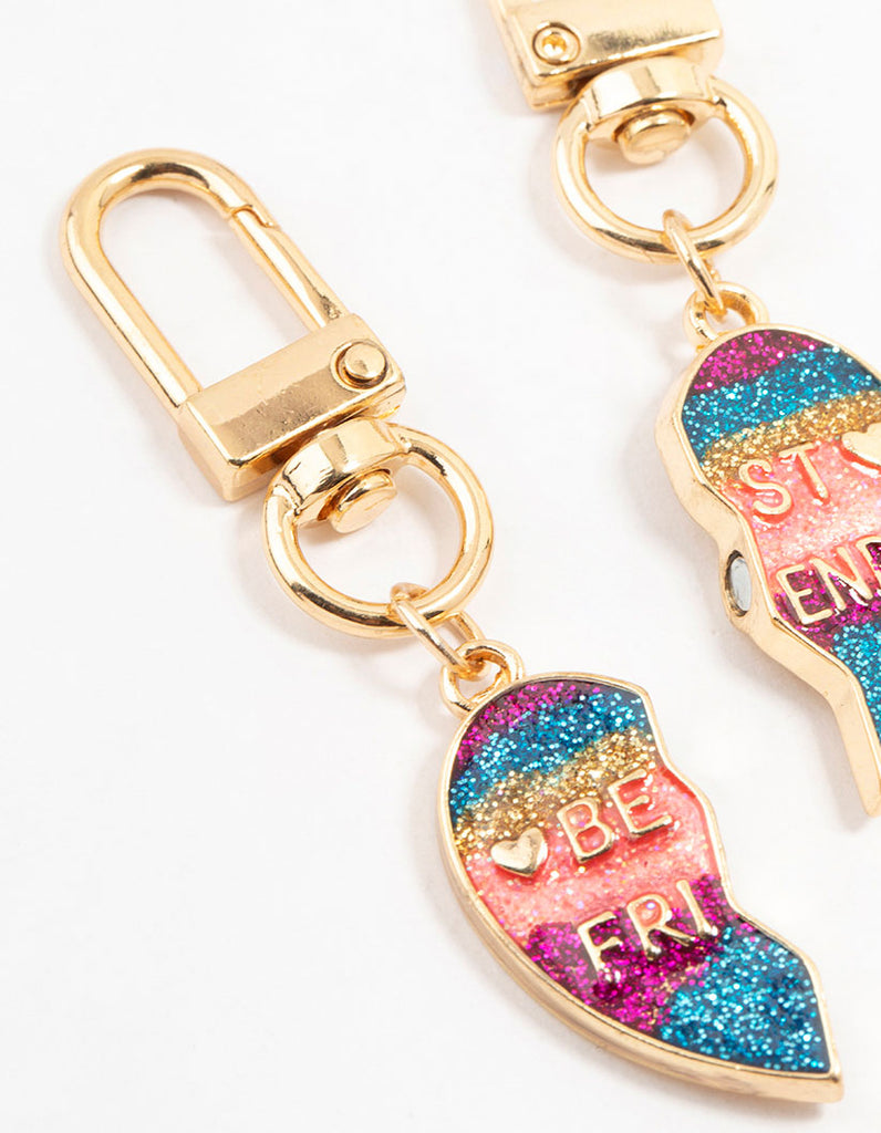 Kids Rainbow Glitter BFF Gold Keyrings 2-Pack - Lovisa