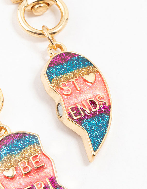 Kids Rainbow Glitter BFF Gold Keyrings 2-Pack - Lovisa