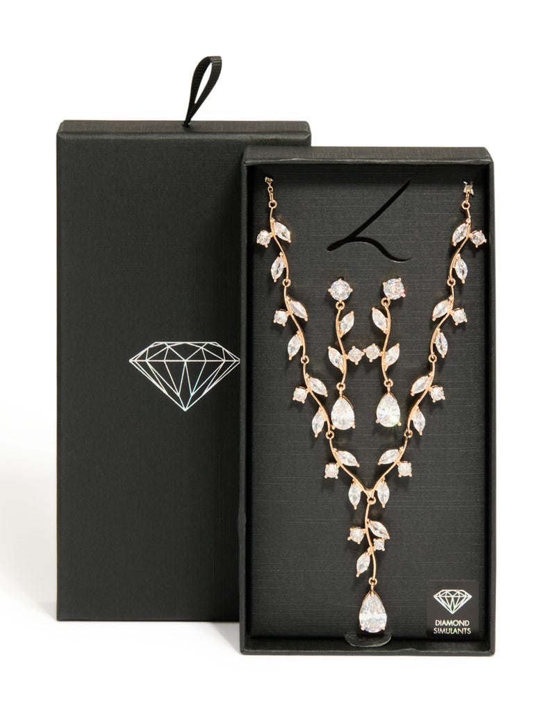 Gold Creeping Crystal Vine Necklace & Earrings Set - Lovisa