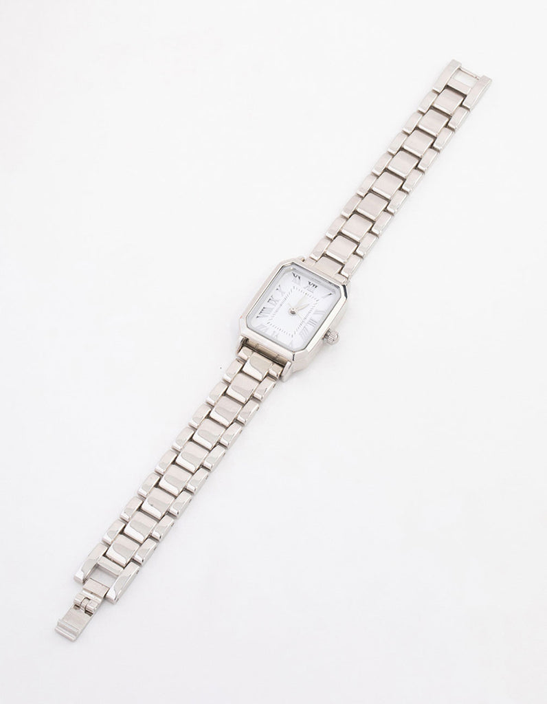 Silver Rectangle Roman Numeral Watch - Lovisa
