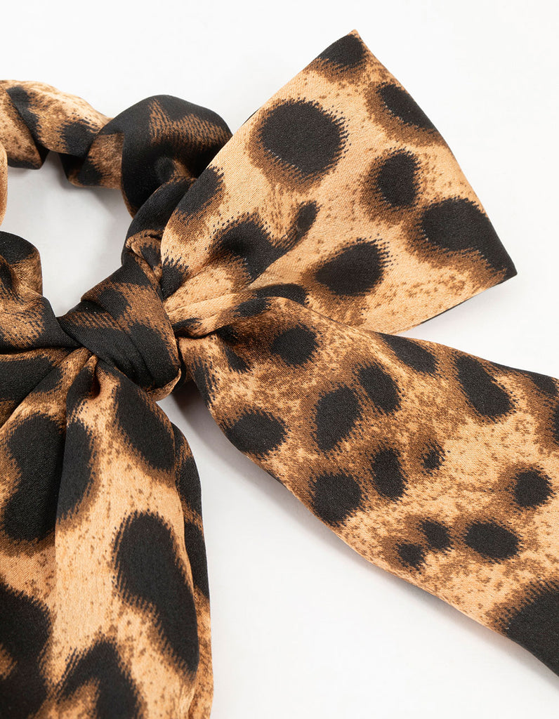 Leopard Satin Bow Scrunchie - Lovisa