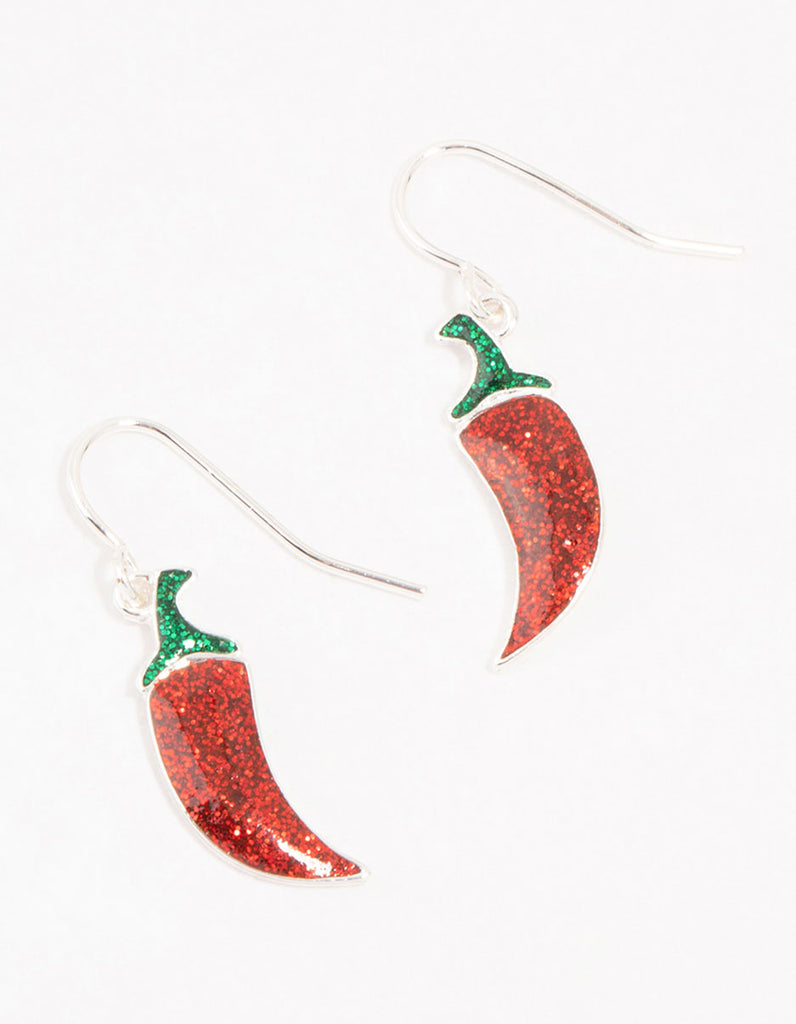 Red Chili Silver Drop Earrings - Lovisa