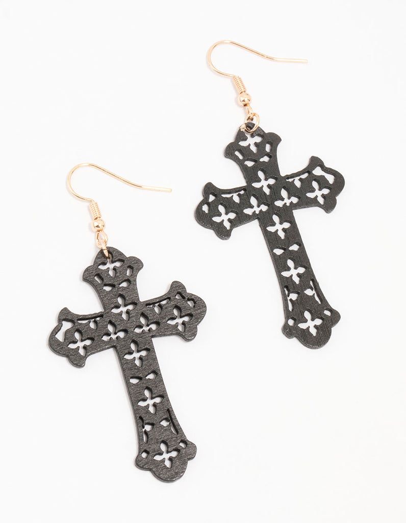 Winged Cut Out Cross Drop Earrings - Lovisa