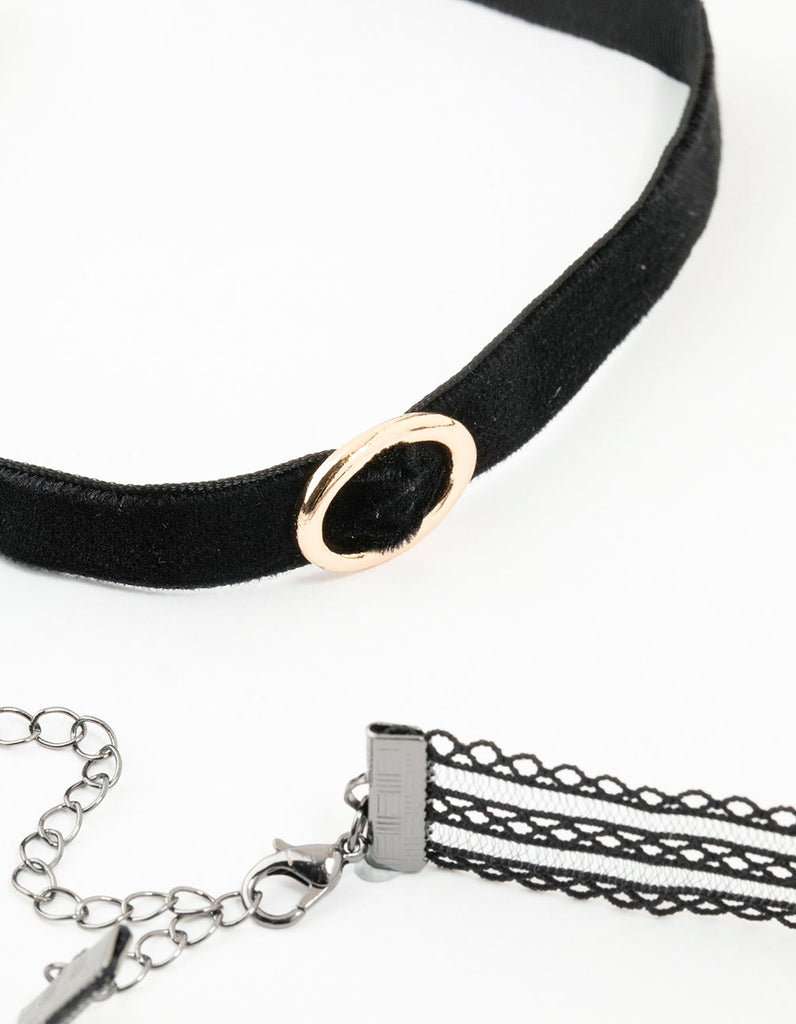 Lace Fabric Velvet Choker Set 3-Pack - Lovisa