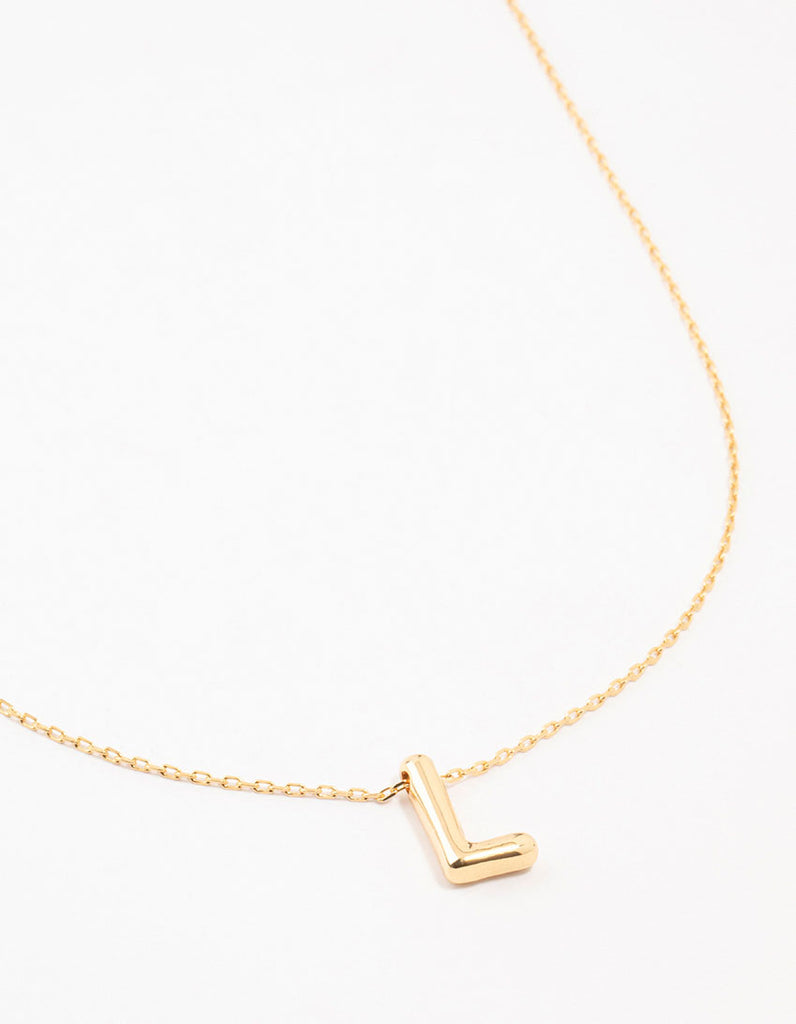 Gold Plated Bubble Letter L Necklace - Lovisa