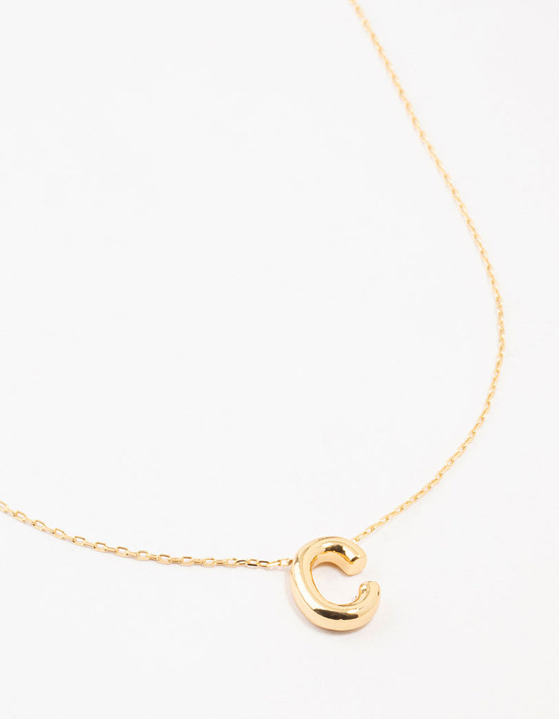 Gold Plated Bubble Letter C Necklace - Lovisa