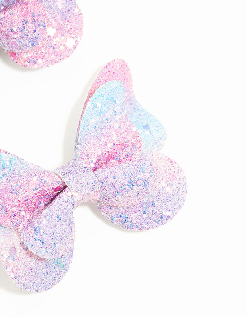 Kids Mini Blue & Pink Glitter Butterfly Clips 2-Pack - Lovisa